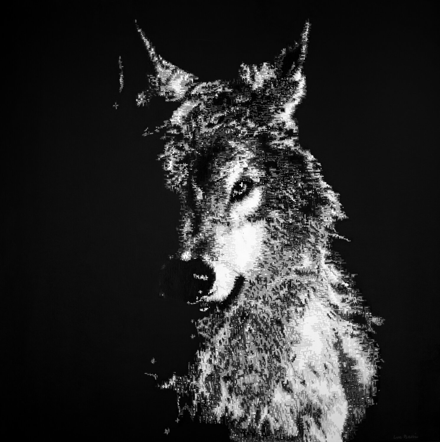 Wolf von Luc Bessin (2020): Malerei Acryl, Pigmente auf Leinwand ...