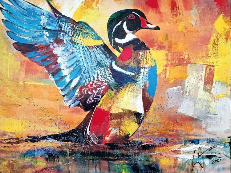 Duck Acrylic Painting