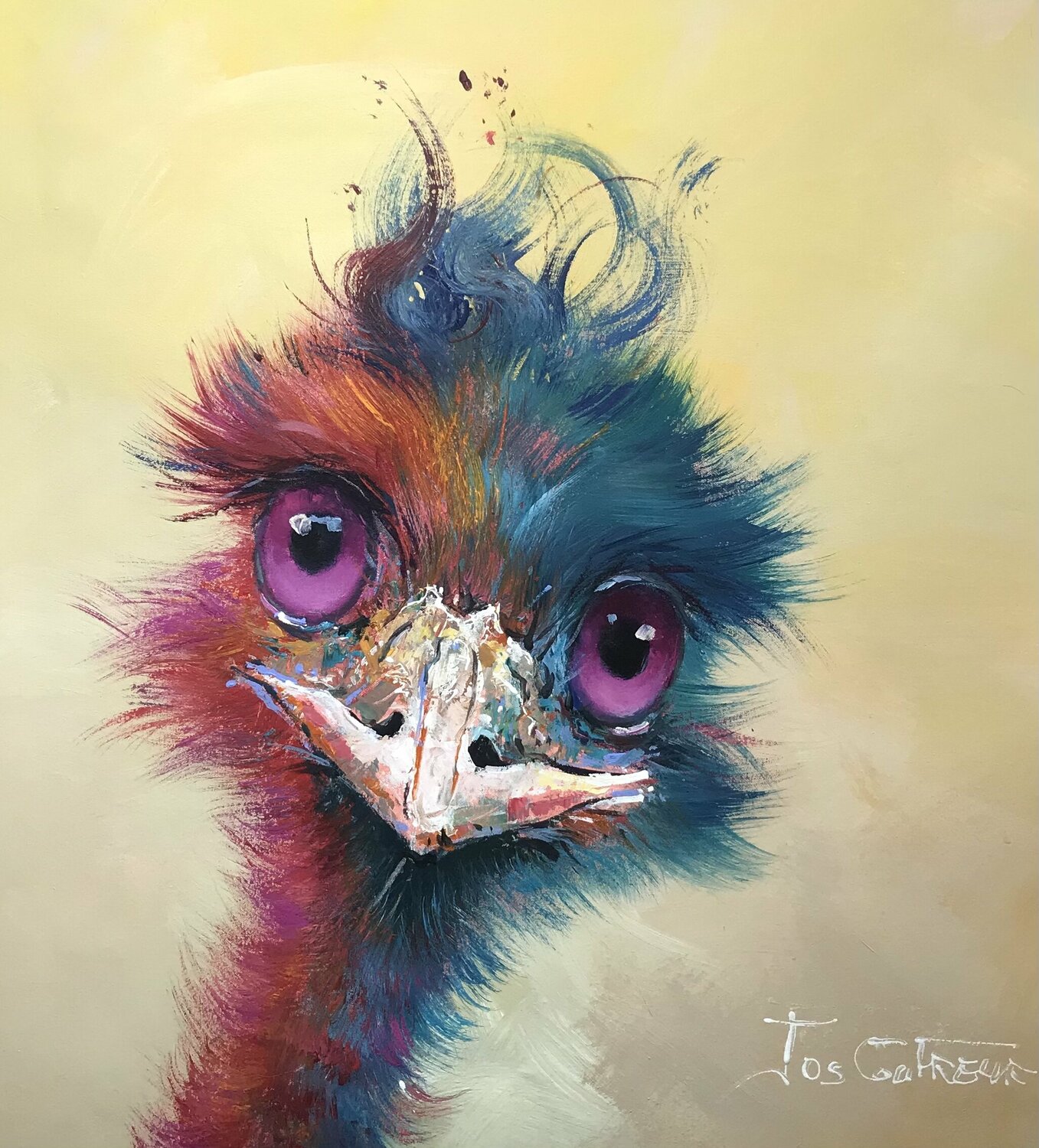 Portrait of an Australian Emu - 104 de Jos Coufreur (2021) : Peinture Acrylique sur Toile ...