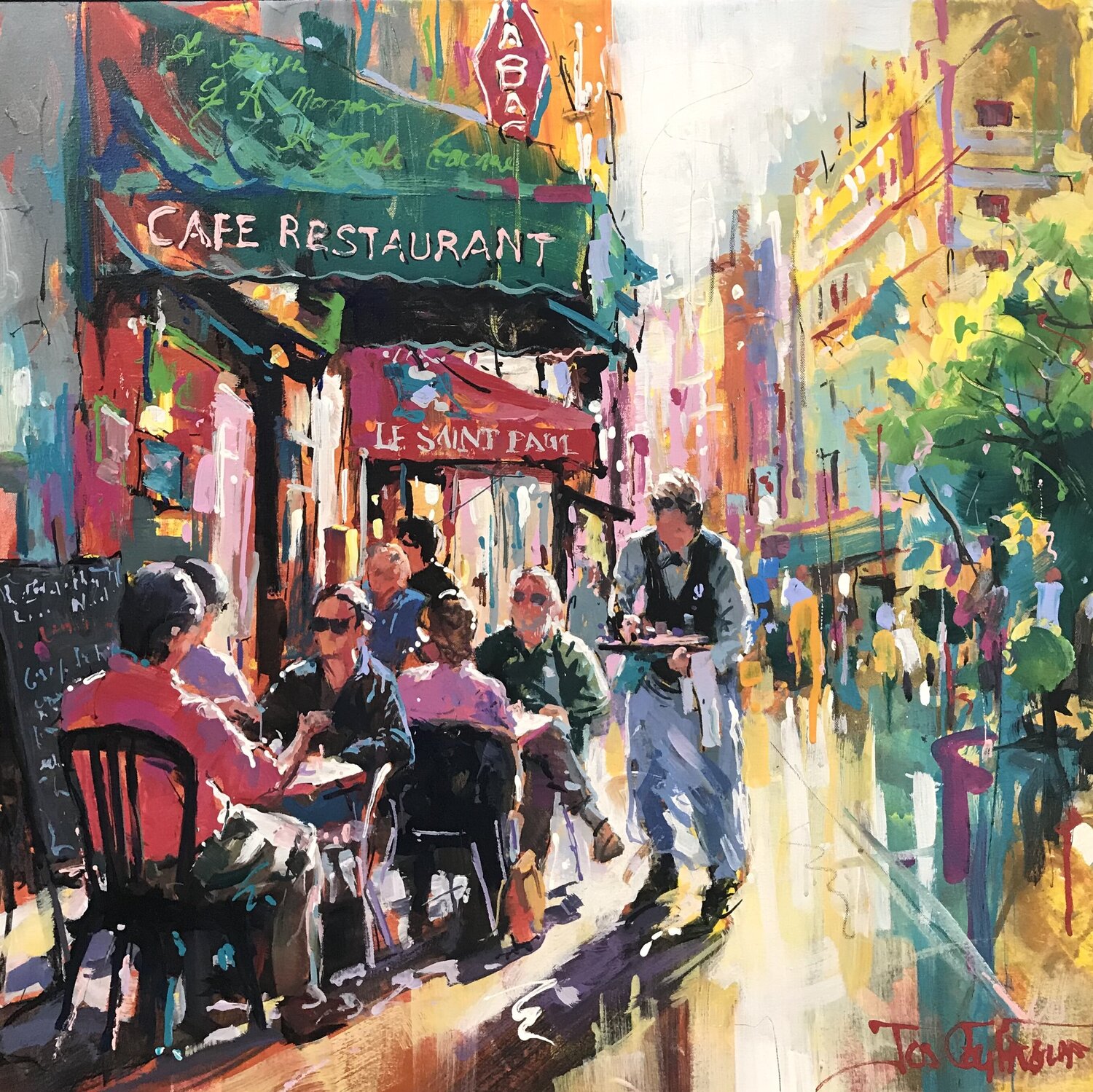 French Cafe - Paris II by Jos Coufreur (2023) : Painting Acrylic on ...