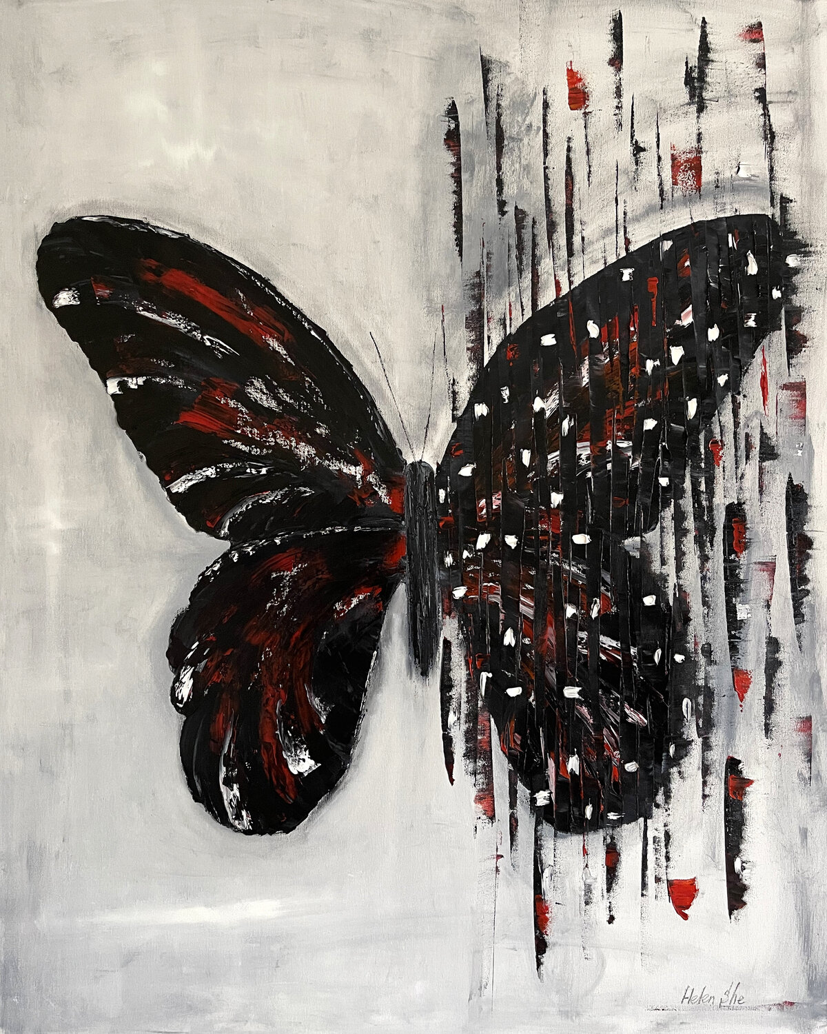BUTTERFLY MATRIX MONOCHROM by Helen She (2022) : Painting Oil on Canvas ...