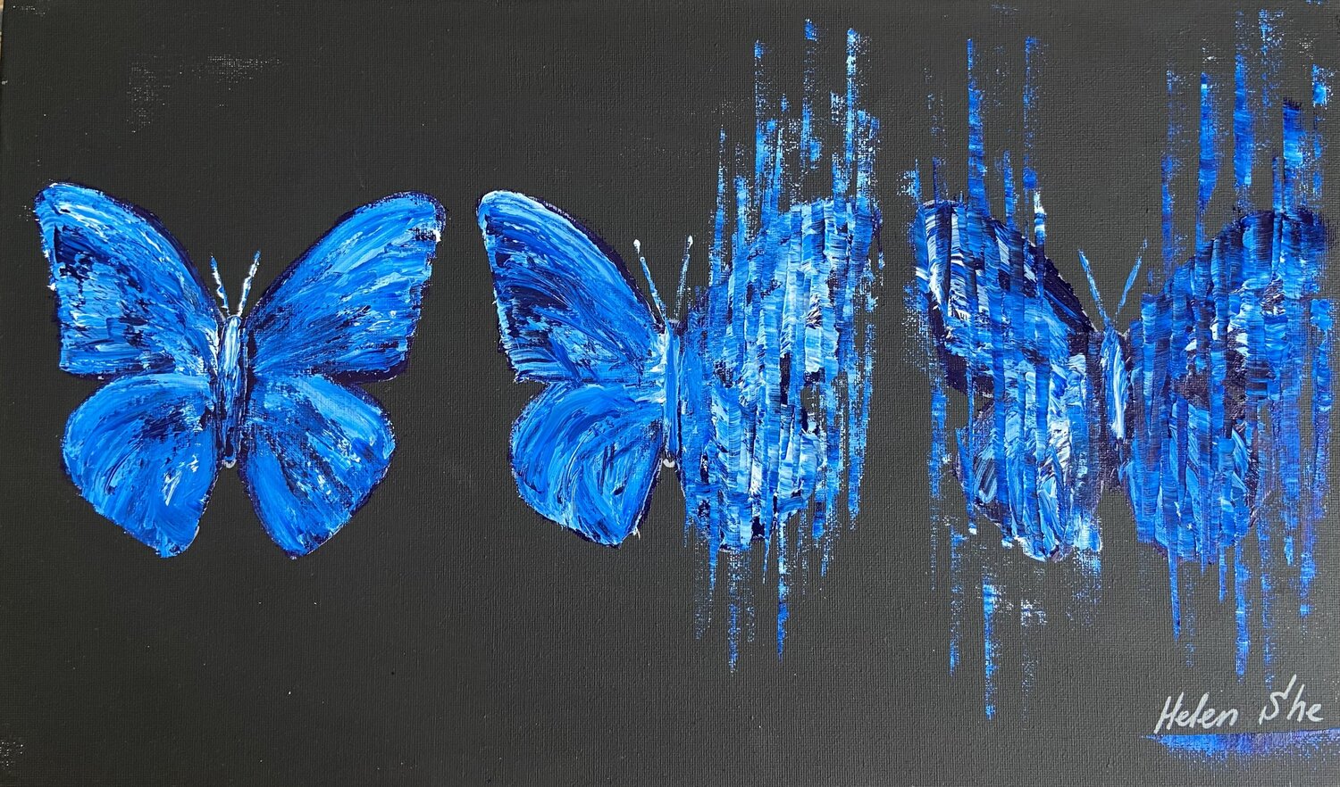 BUTTERFLY MATRIX TRIPLE by Helen She (2023) : Painting Acrylic, Oil on ...