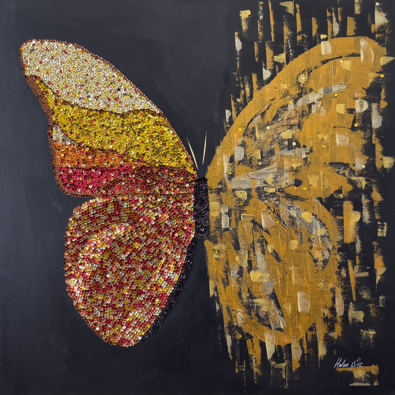 Butterfly Matrix Elegance by Helen She (2024) : Painting Oil on Canvas ...