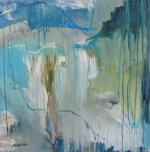 Swimmers 2 - modern abstract seascape in turquoise, blue, green and ...
