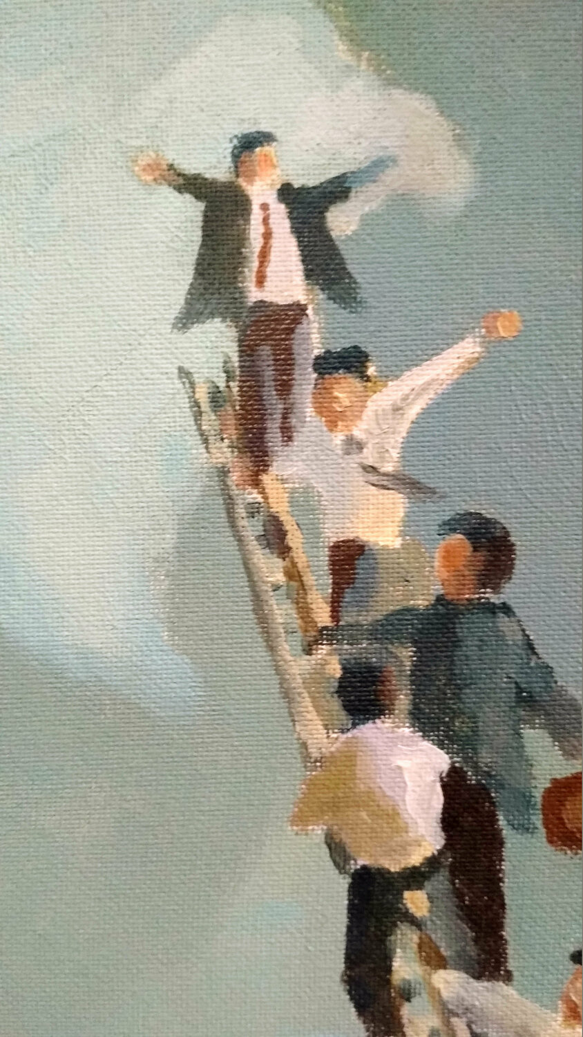 ON THE LADDER von Gregor Ziolkowski (2005): Malerei Öl auf Leinwand ...