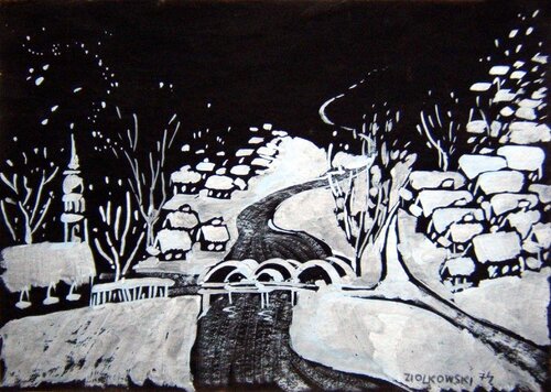 WINTER - River Dunajec by Gregor Ziolkowski (1974) : Painting ...