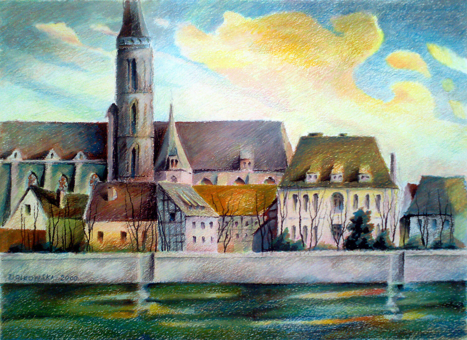 WROCLAW - TUM ISLAND by Gregor Ziolkowski (2000) : Painting Pastel on ...