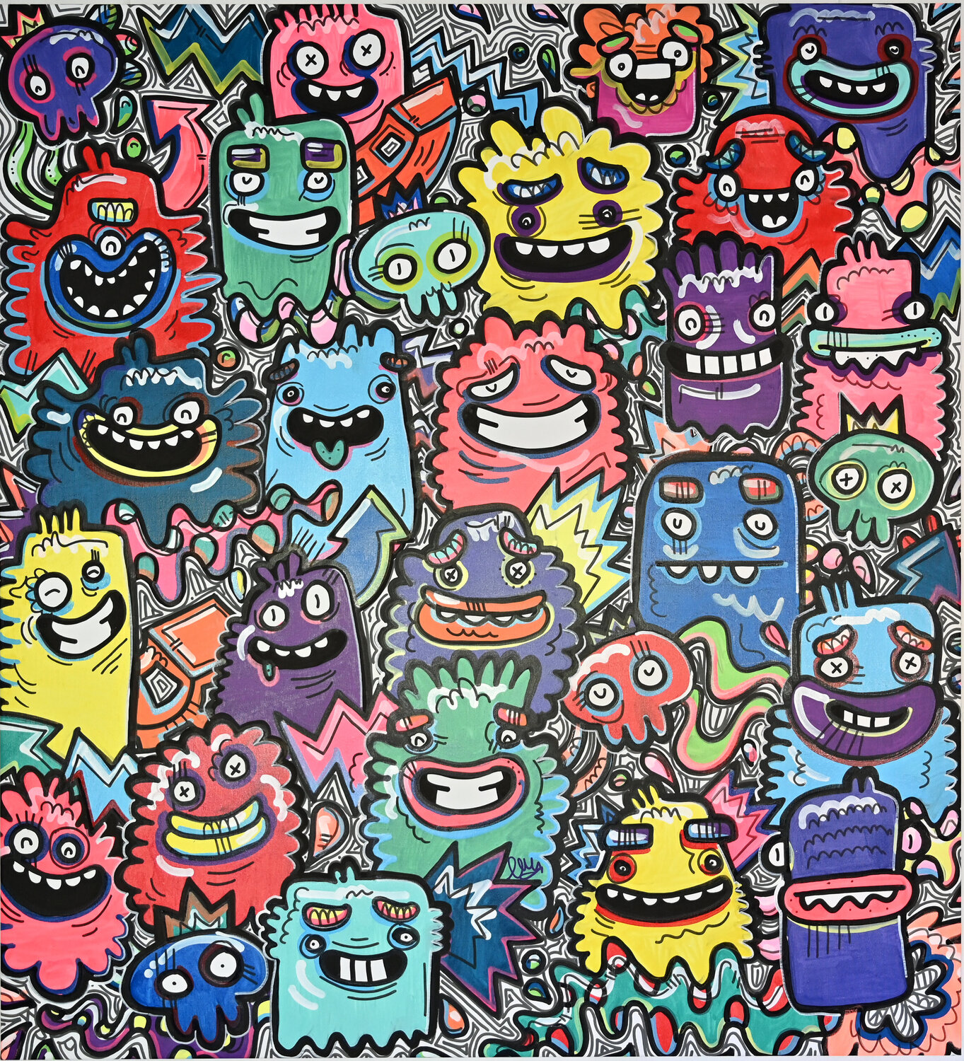 Blind Headlights von Fatin Rahmouni (2022): Malerei Acryl, Graffiti auf Leinwand - Singulart