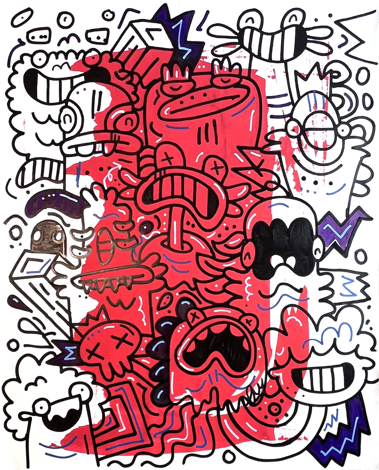 Red Dot Finish by Fatin Rahmouni (2024) : Painting Acrylic, Graffiti on Canvas - Singulart