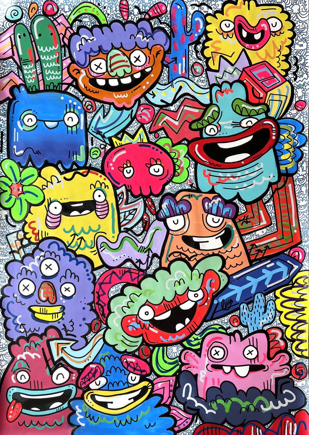 Spectecular Shapeshifters by Fatin Rahmouni (2025) : Painting Acrylic, Graffiti on Canvas ...