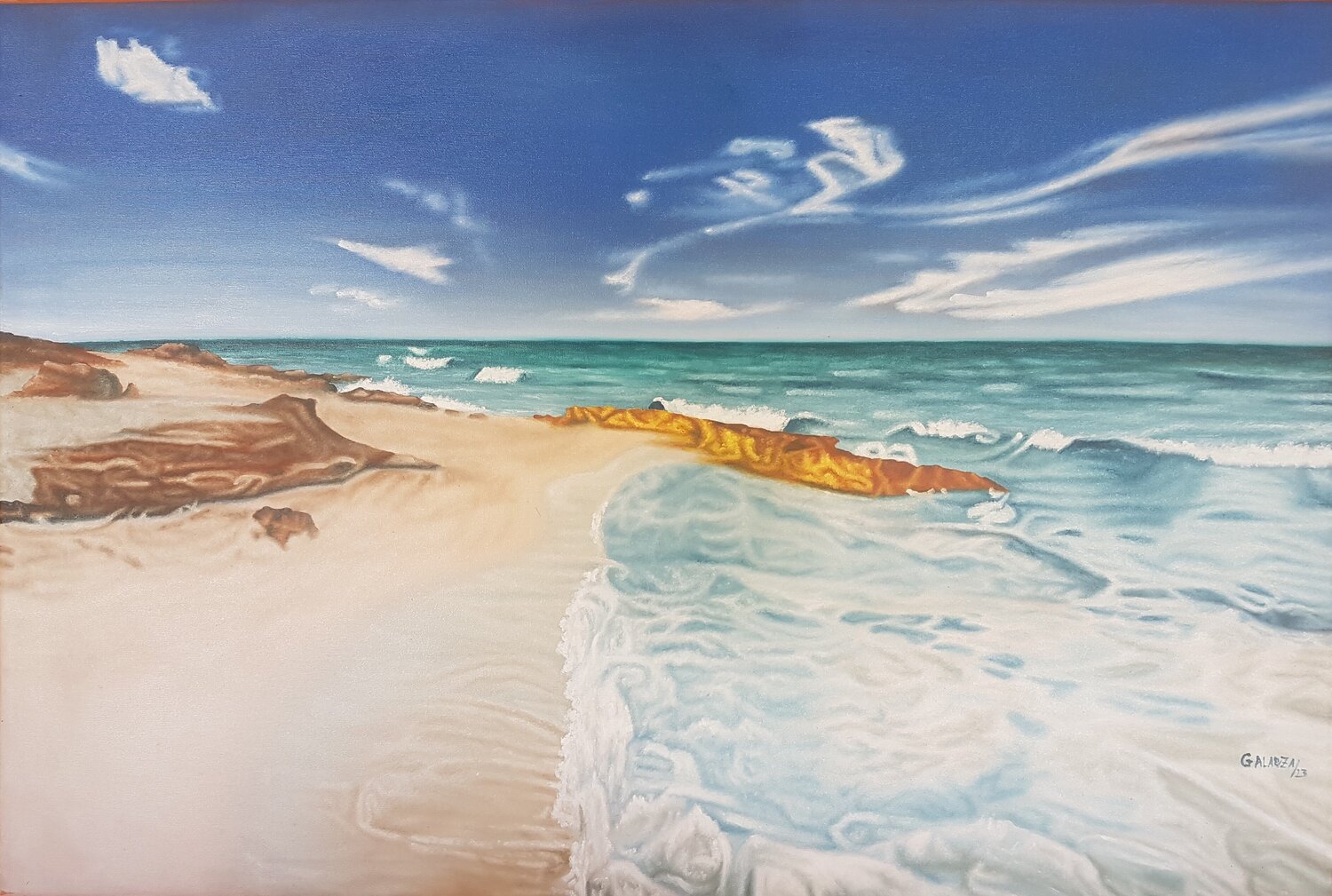Playa marina by mario galarza (2023) : Painting Oil on Canvas - SINGULART