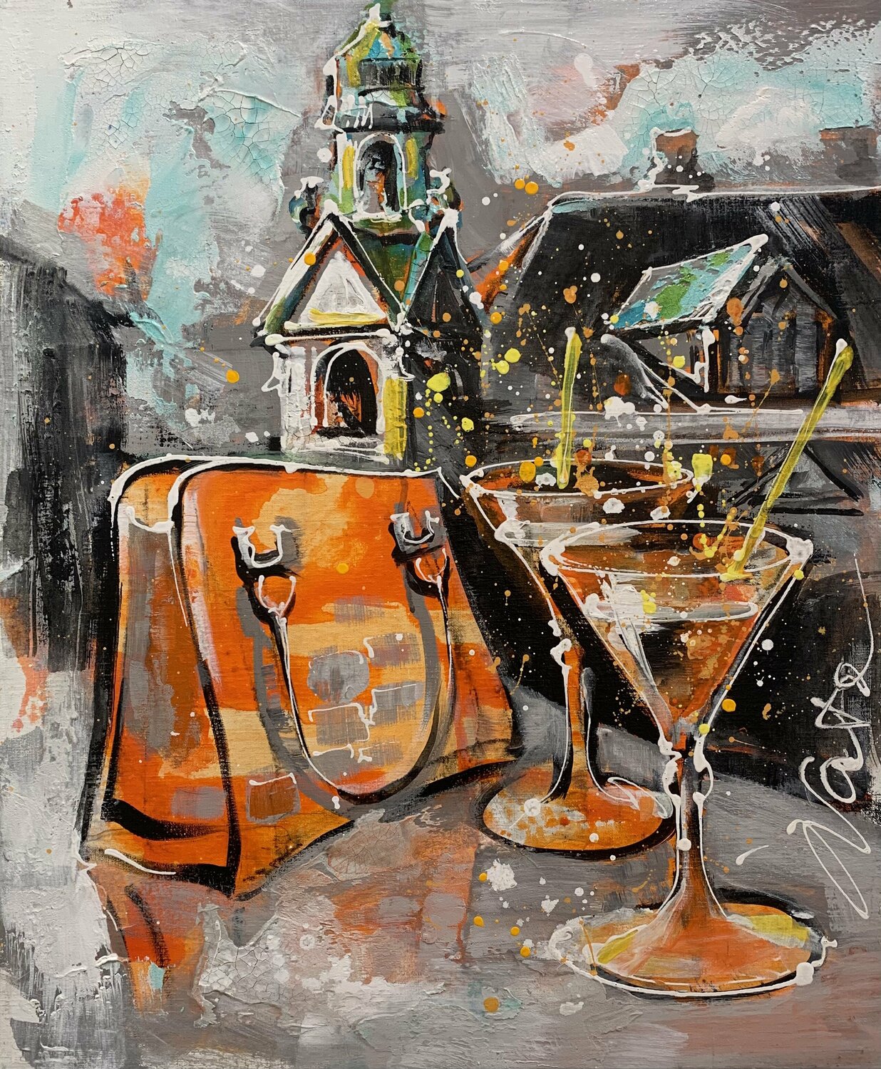 Illum's Rooftop Bar by Nata Watts (2020) : Painting Acrylic on Canvas ...