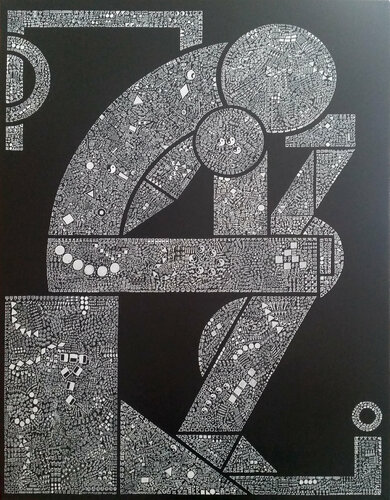 Le penseur géométrique by Dany ALLEMAN (2020) : Drawing Felt on Canvas ...