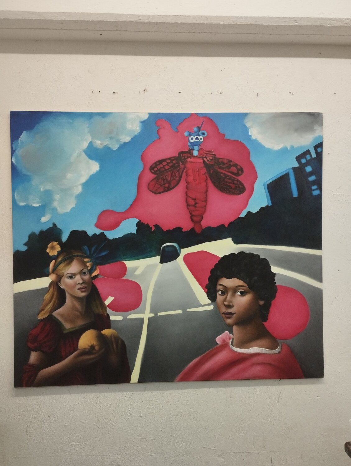 Time travellers on a Road Trip von Corinna Mayer (2022): Malerei Öl auf ...