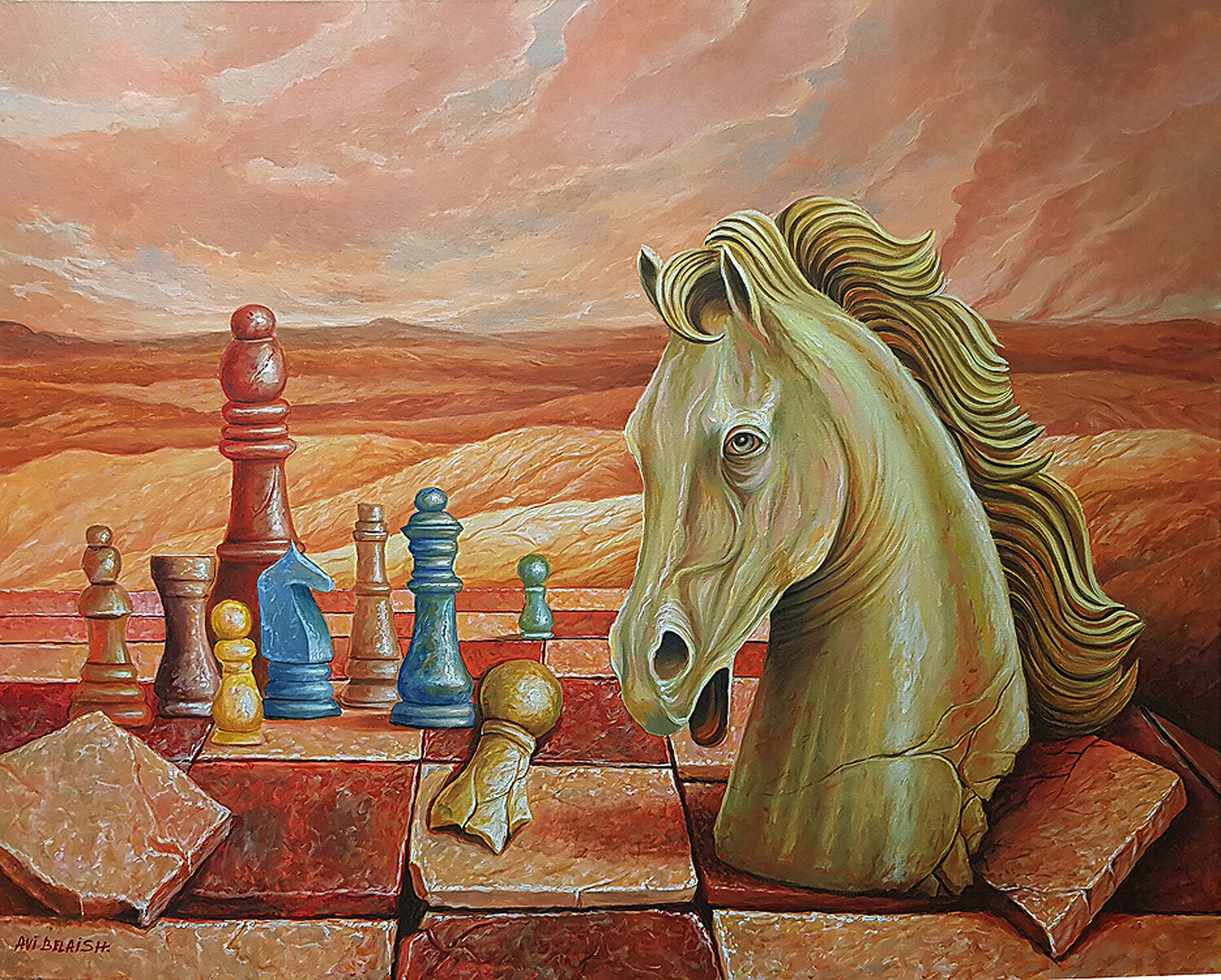 סוס לבן by Avi Belaish (2022) : Painting Acrylic on Canvas - SINGULART