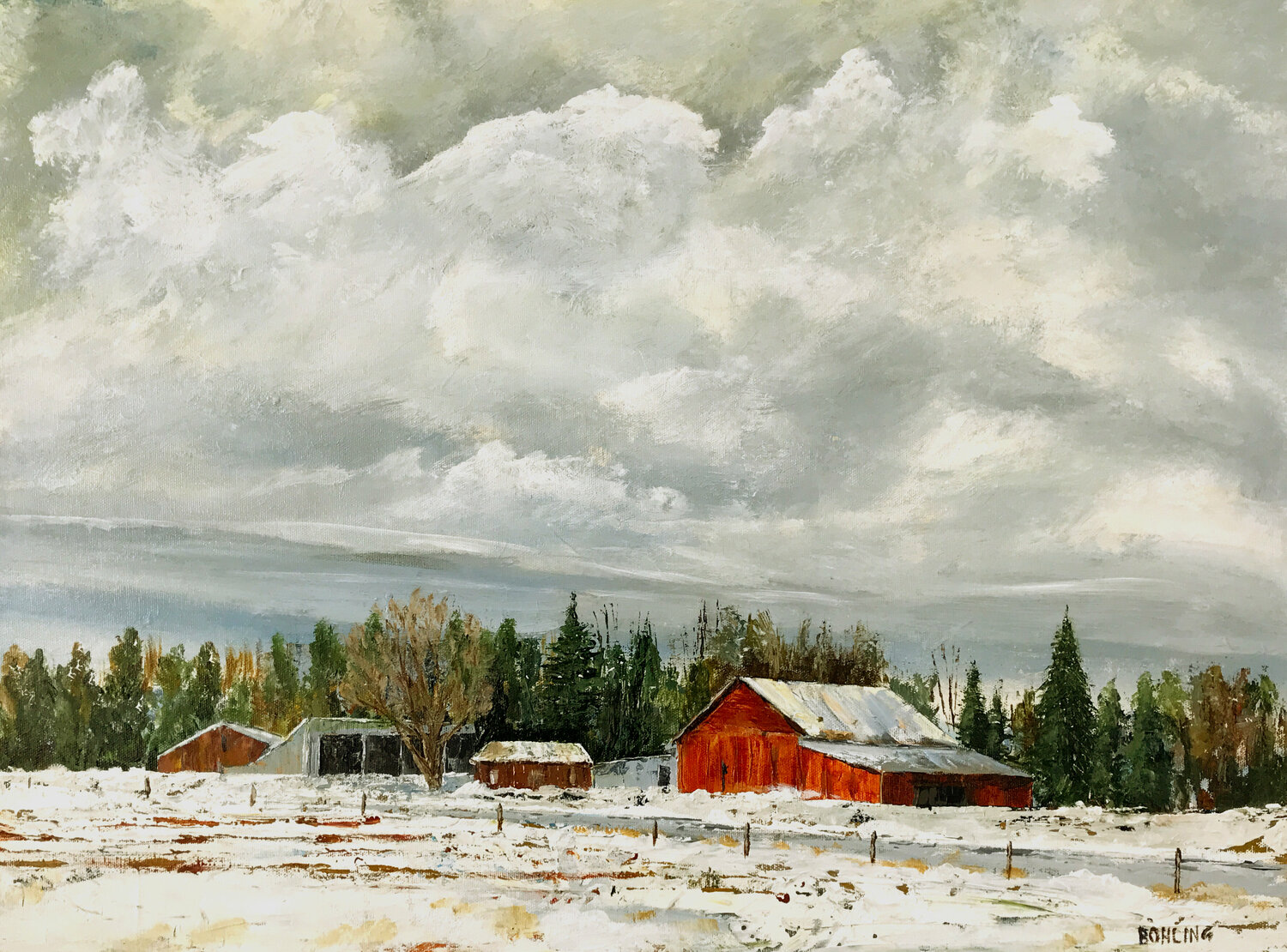 Winter Homestead by James Bohling (2021) : Painting Acrylic on Canvas ...