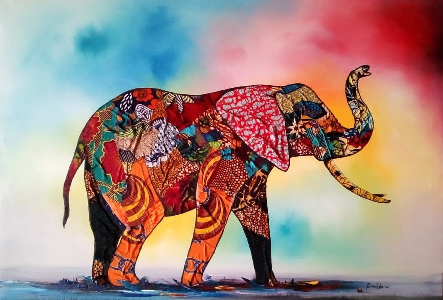 Colorful Abstract Elephant Art