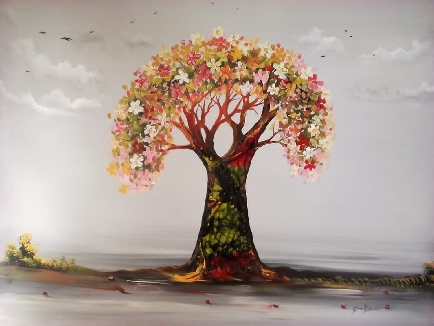 Baobab with flowers by Ema Kato (2022) : Painting Acrylic on Canvas ...