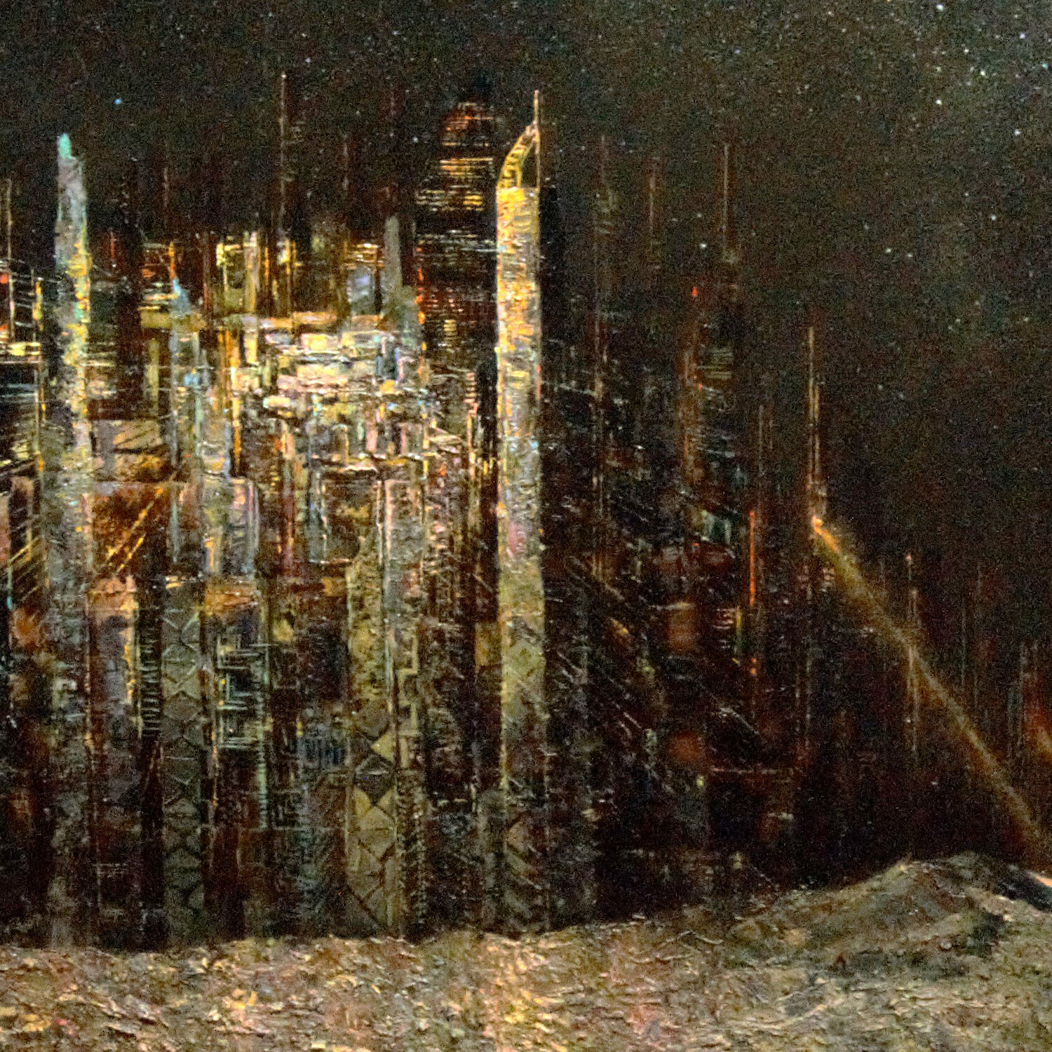Outer space civilization in the universe. Original oil painting by ...