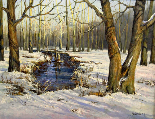 Early spring. Realism oil painting by Dmitry Revyakin (2019) : Painting ...