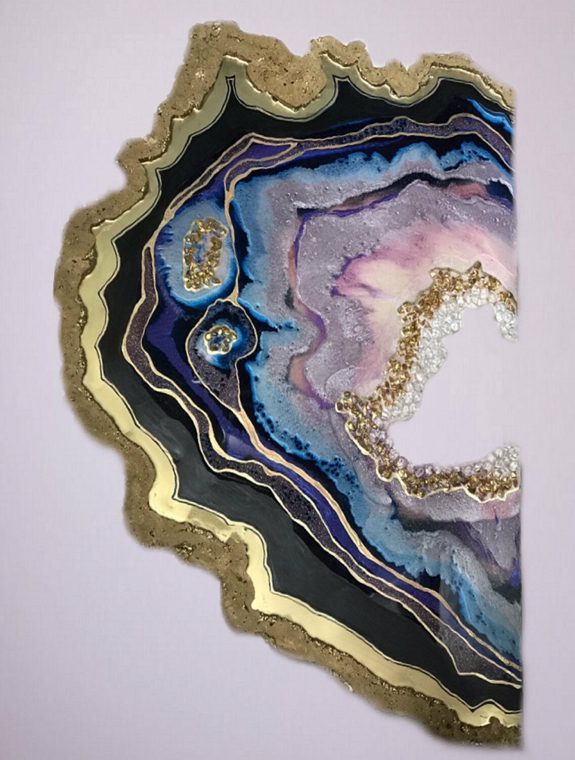 Amethyst. Freeform Purple and Gold Geode Gemstone Artwork with ...