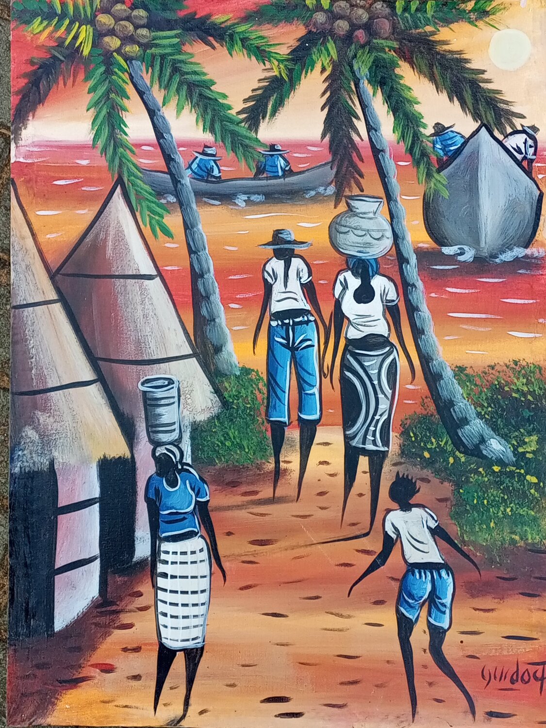 African Village Scene Paintings