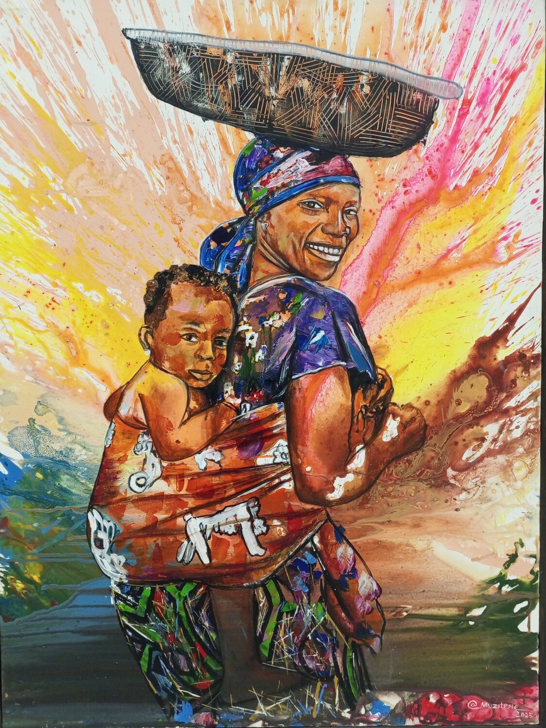 African Mother And Child Paintings