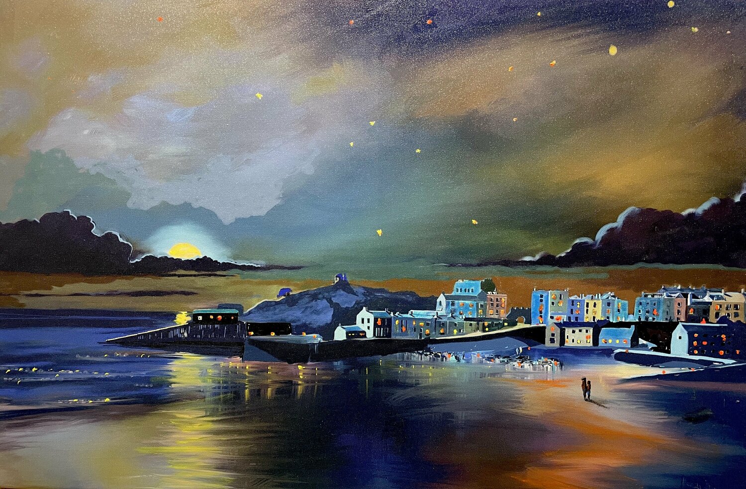 Tenby Moonrise Enchantment by Chris Langley (2021) : Painting Acrylic ...