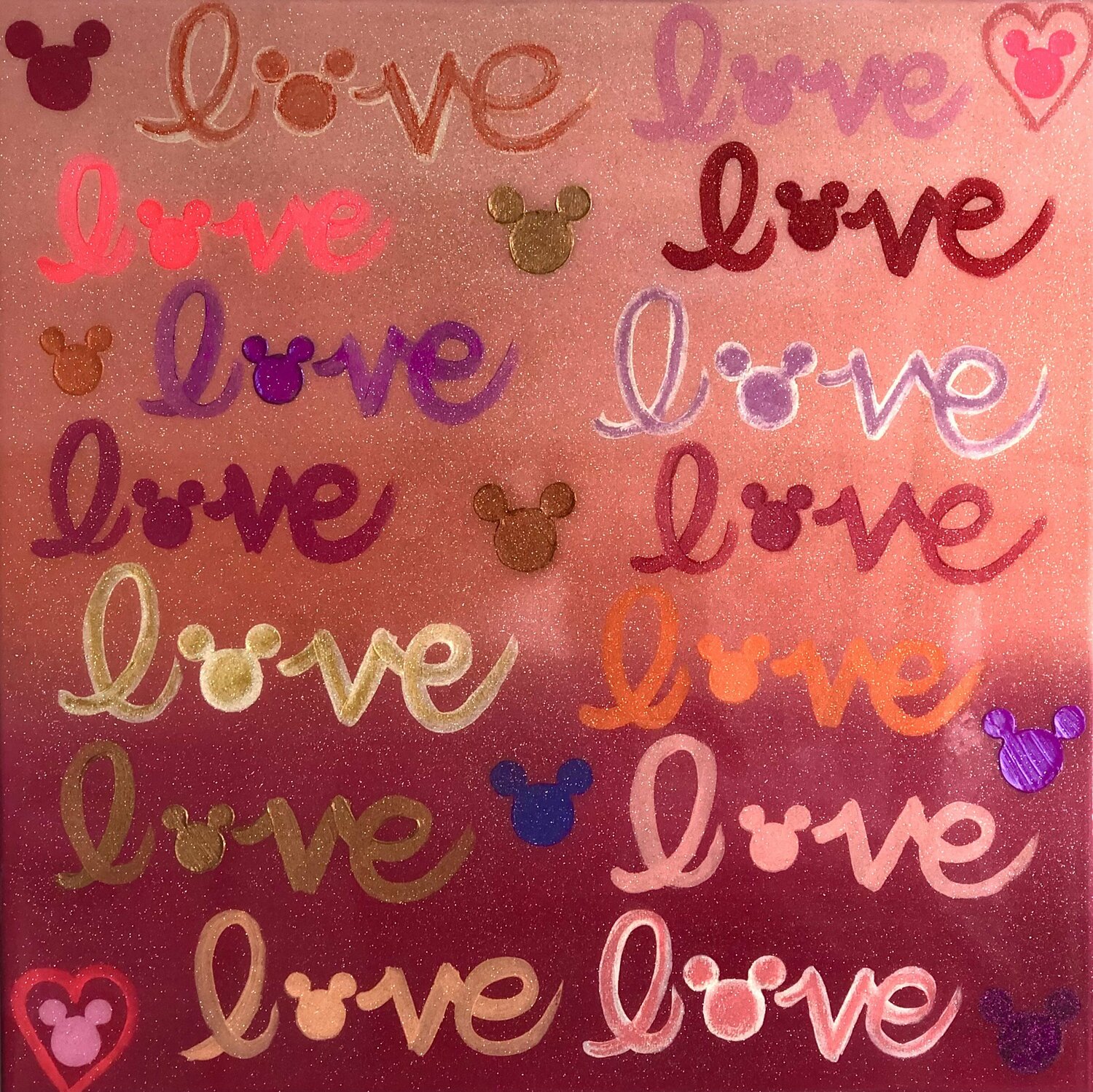 Glittery Pink Mickey Love de Lisa Turin (2021): Pintura Acrílico ...