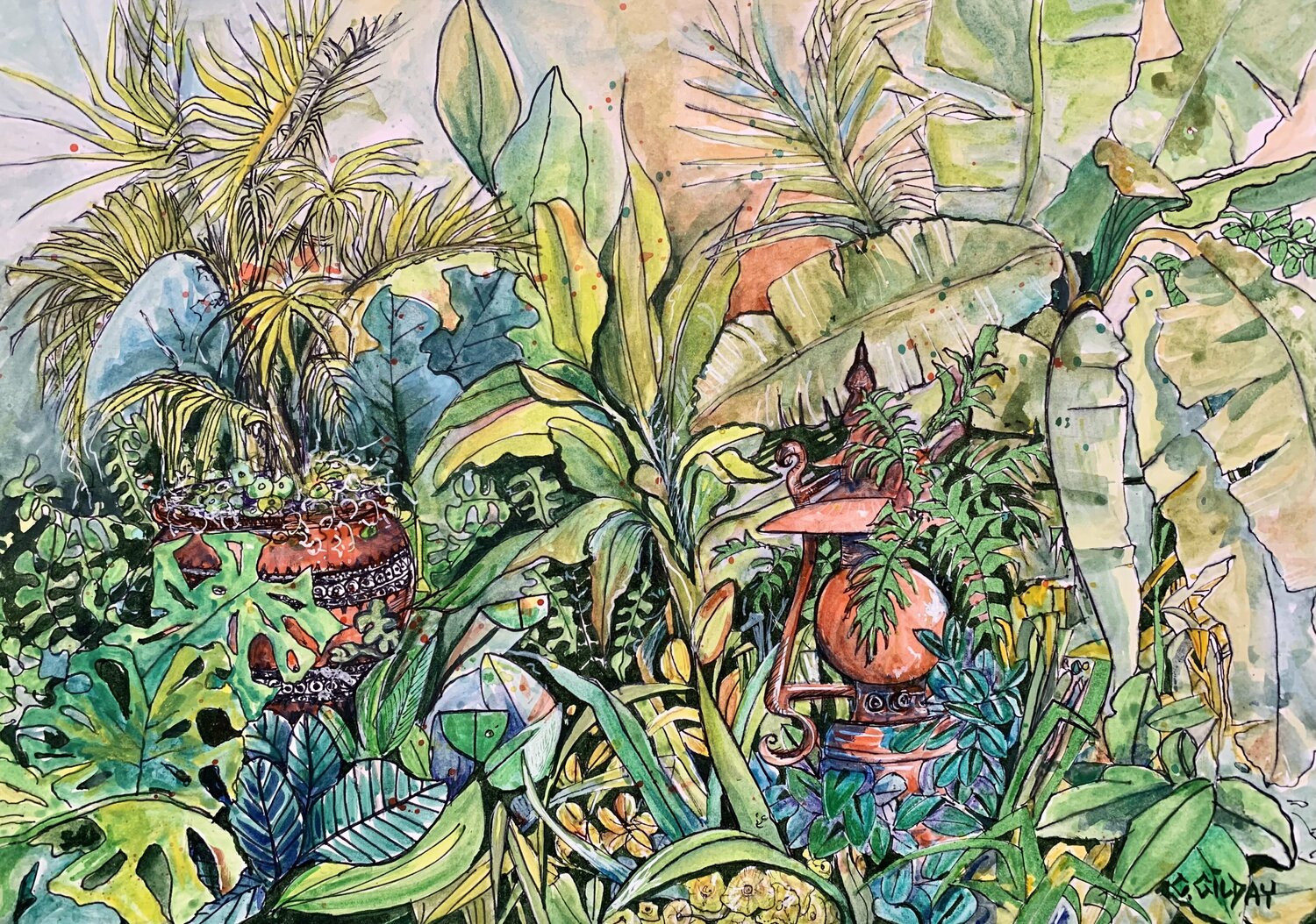 Taking A Breather, Siem Reap by Cathy Gilday (2017) : Drawing Pen ...