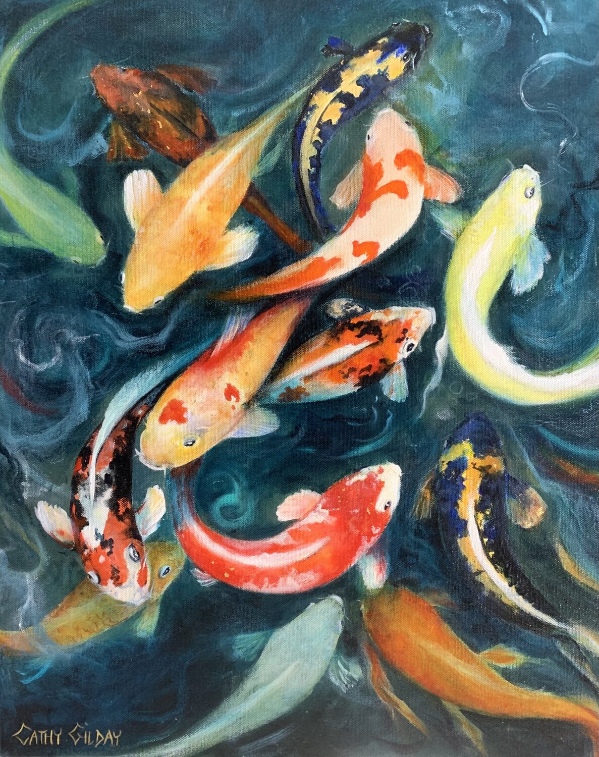 Butterfly Koi Painting