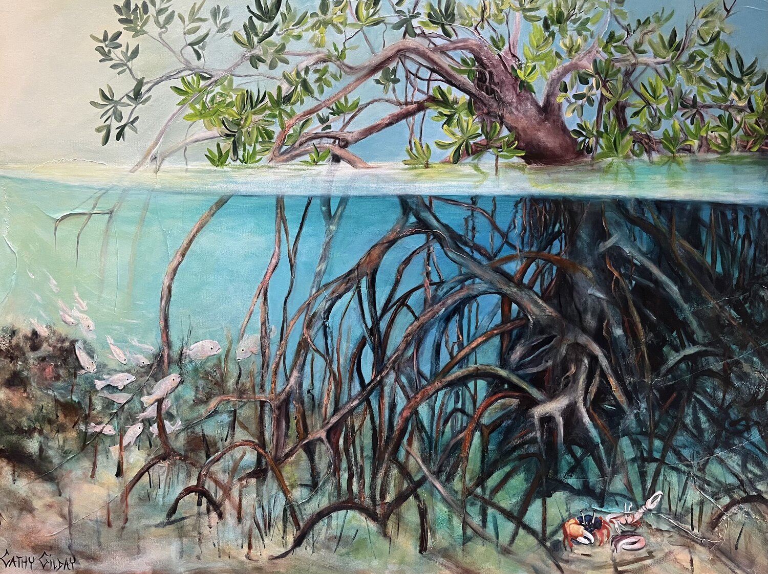 Mangroves At High Tide de Cathy Gilday (2023): Pintura Acrílico en ...