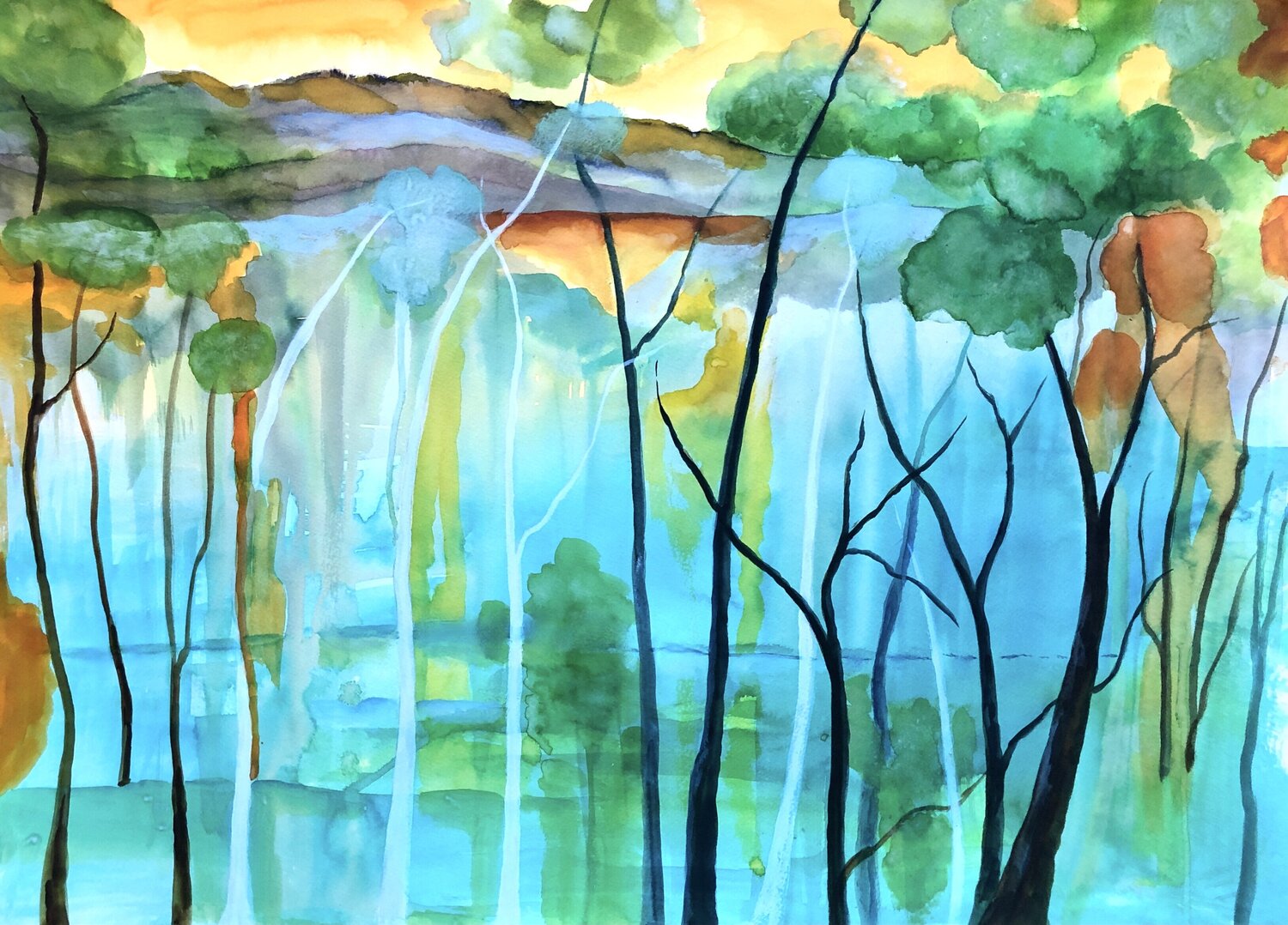 Shapes of Nature. Sunset by Marion Rispin (2022) : Painting Watercolor ...