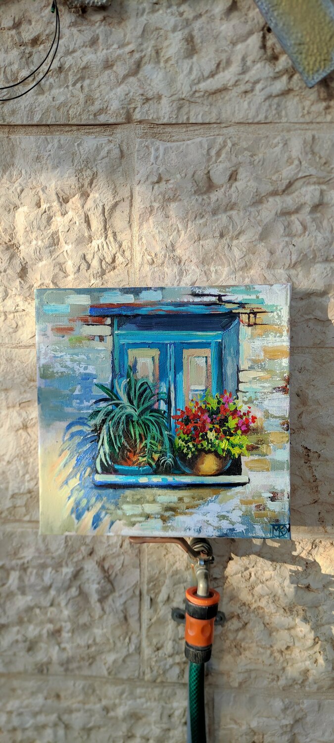 Blue window by Maria Kireev (2021) : Painting Acrylic on Canvas - Singulart