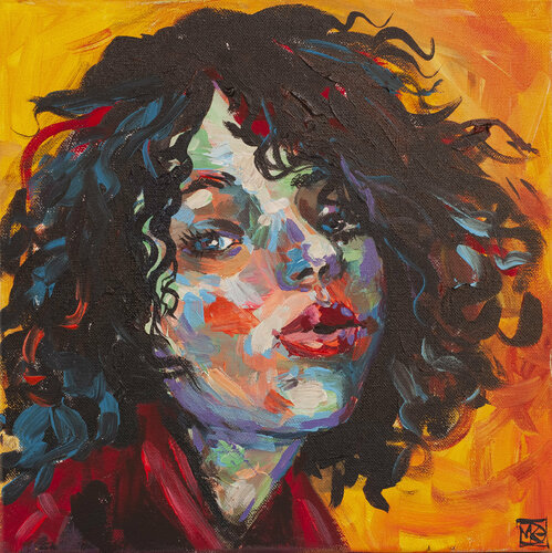 Pretty Stephanie by Maria Kireev (N.D) : Painting Acrylic on Cardboard ...