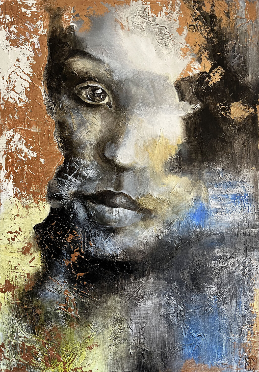 Stranger female face von Maria Kireev (2022): Malerei Acryl auf Leinwand - SINGULART