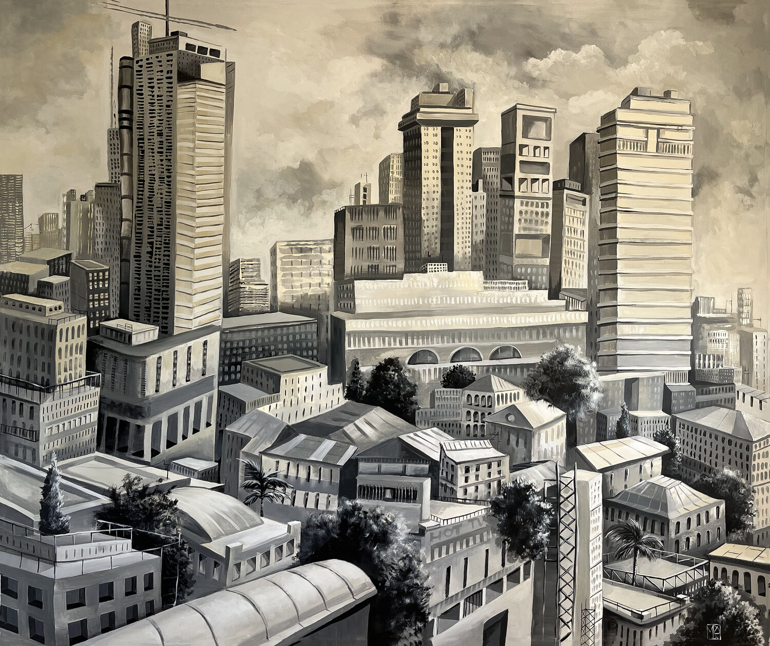 Tel Aviv, Sarona view by Maria Kireev (N.D) : Painting Acrylic on Canvas - Singulart