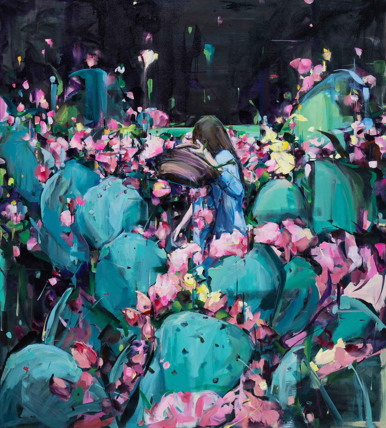 Night Bloom de Hyunju Kim (2023): Pintura Óleo en Lino - SINGULART