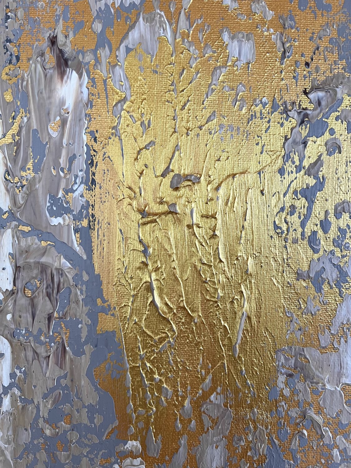 Large Golden Texture Abstraction von Marina Skromova (2023): Malerei Öl auf Leinwand - Singulart