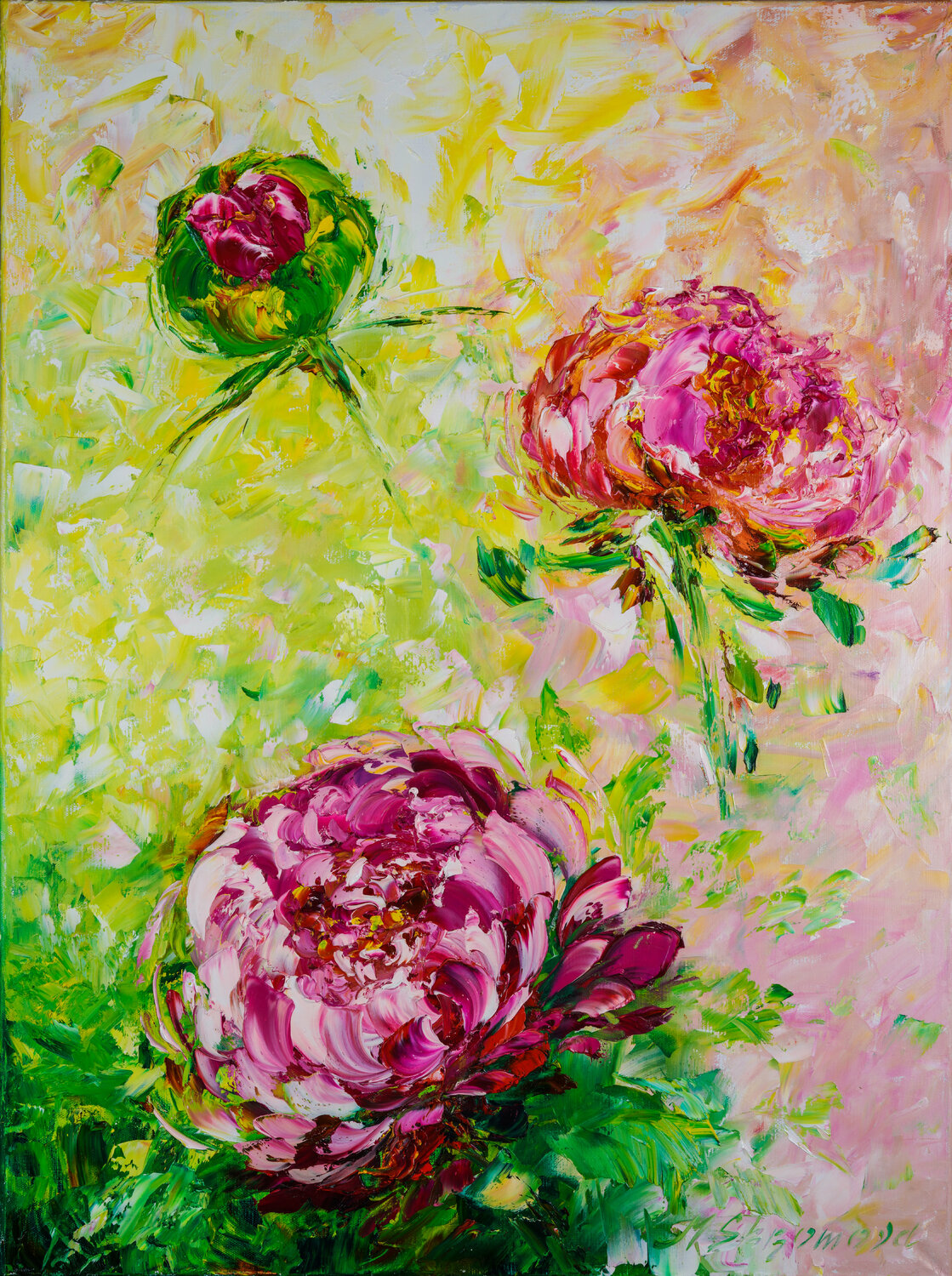 Abstract Peony Painting