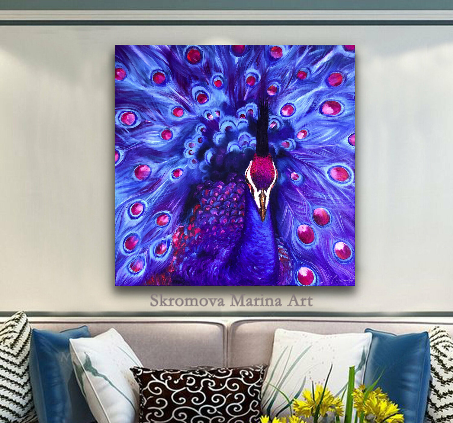 Peacock Oil Painting On Canvas