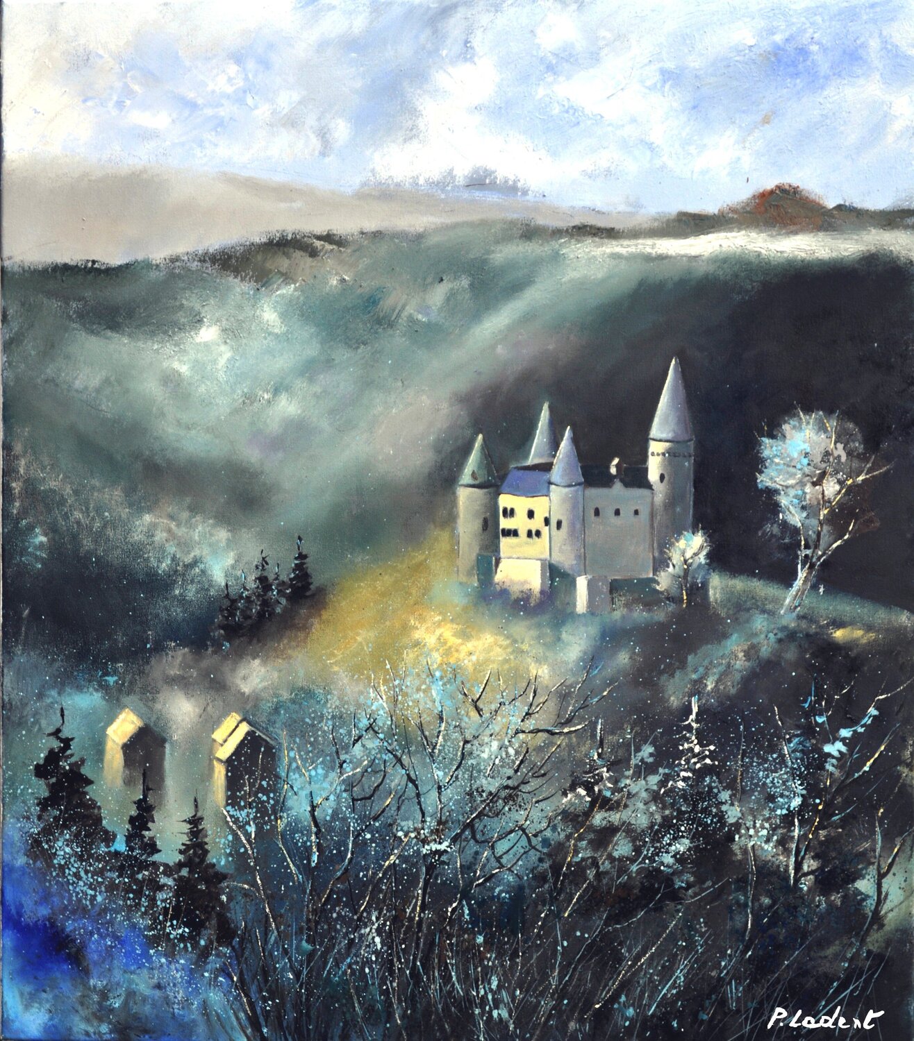 Medieval castle in Belgium 78 by Pol Ledent (2023) : Painting Oil on ...