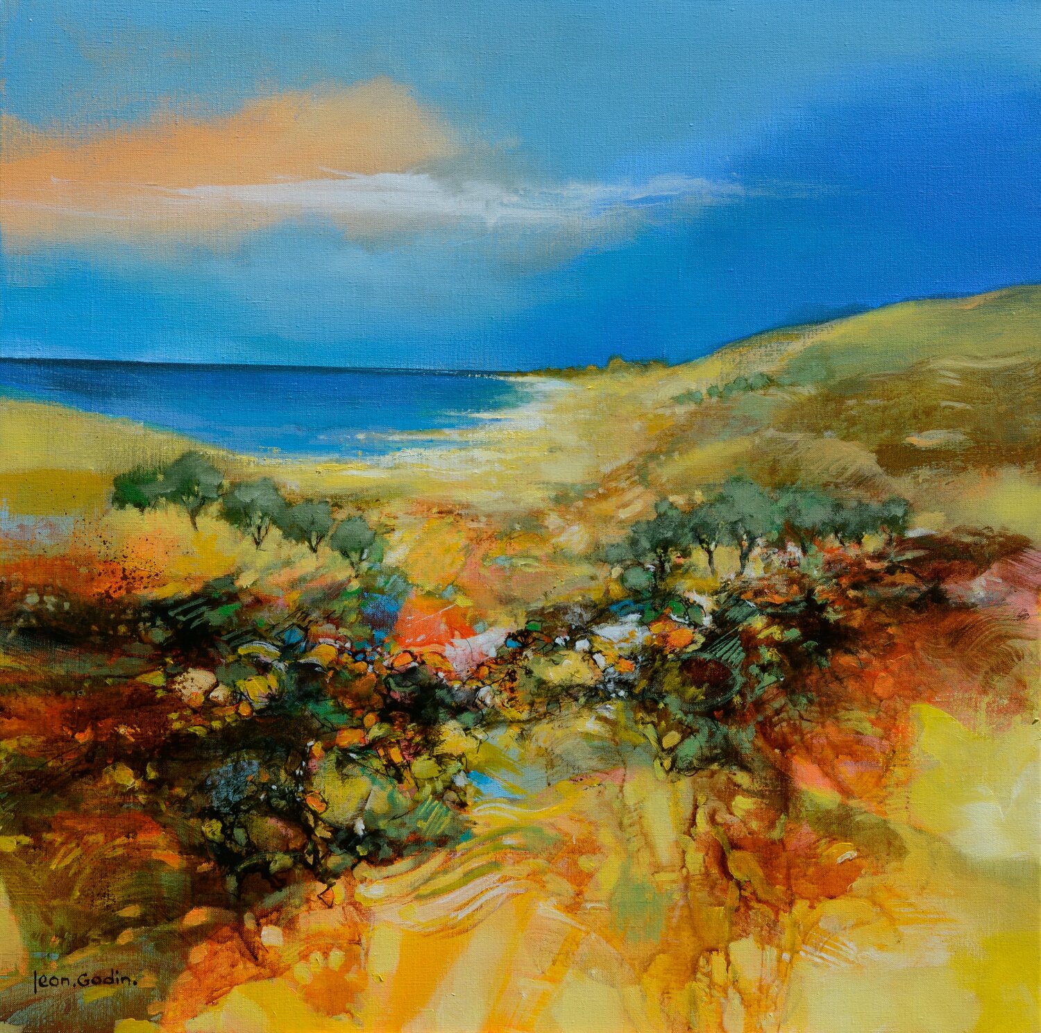 Dans les dunes von jean GODIN (2021): Malerei Öl auf Leinwand - Singulart