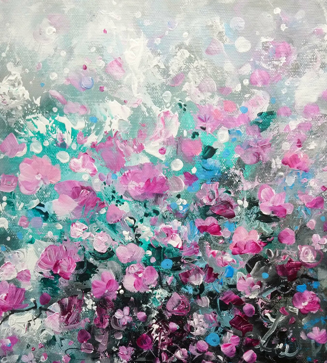 Roses au vase noir de Eric Bruni (2021) : Peinture Acrylique, Huile sur ...