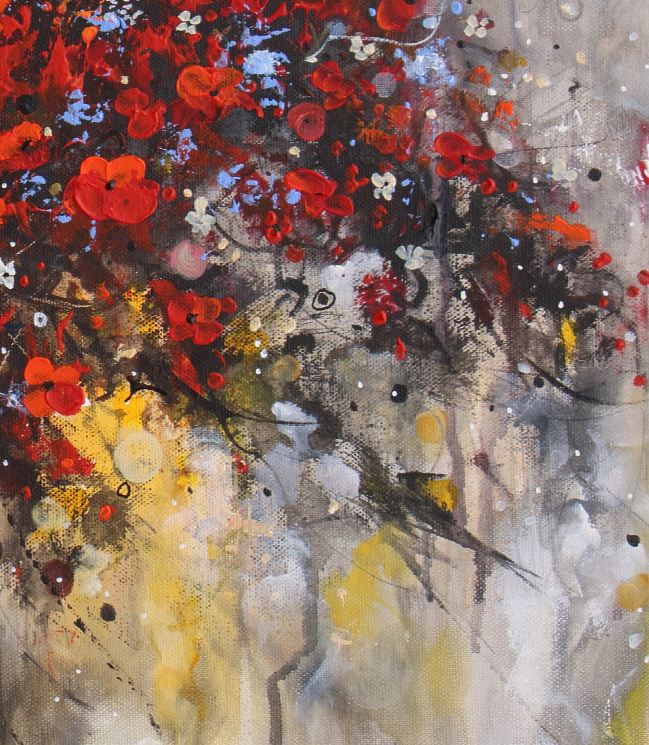Bouquet de fleurs rouge vif by Eric Bruni (2022) : Painting Acrylic ...