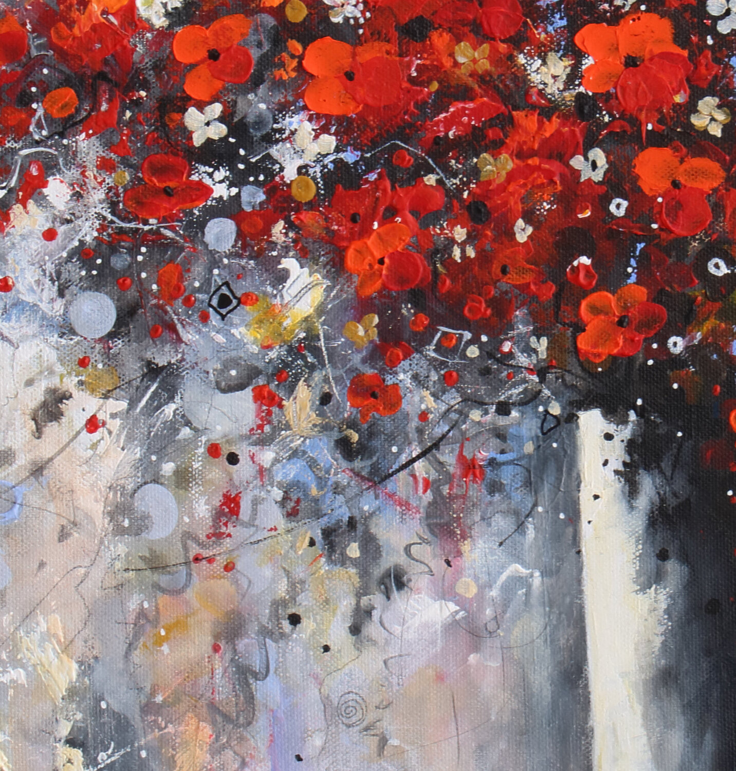 Bouquet de fleurs rouge vif by Eric Bruni (2022) : Painting Acrylic ...