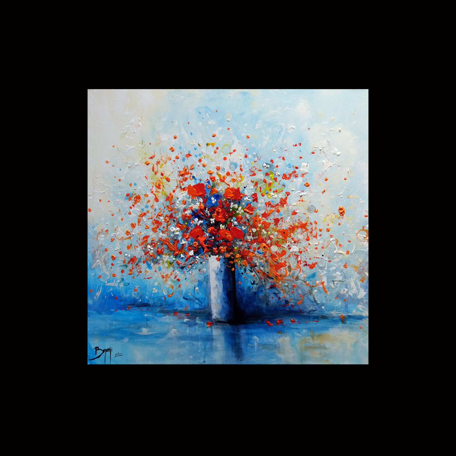 Eclat de fleurs rouges by Eric Bruni (2023) : Painting Acrylic, Oil on ...