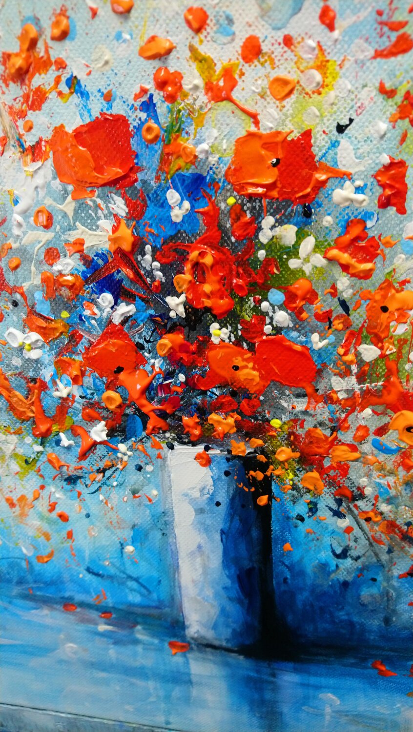 Eclat de fleurs rouges by Eric Bruni (2023) : Painting Acrylic, Oil on ...