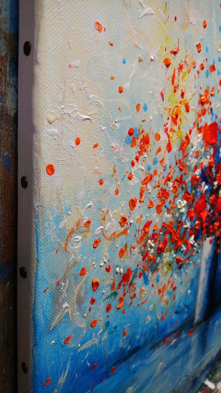 Eclat de fleurs rouges de Eric Bruni (2023) : Peinture Acrylique, Huile ...