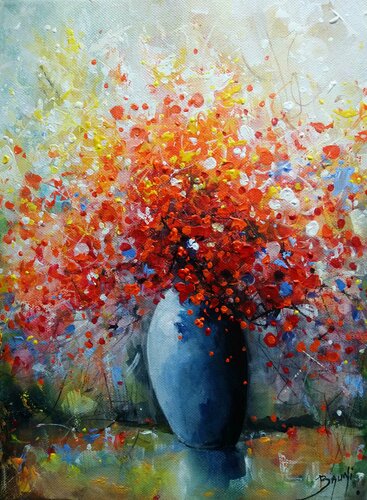 Roses sauvages du jardin by Eric Bruni (2018) : Painting Acrylic, Oil ...